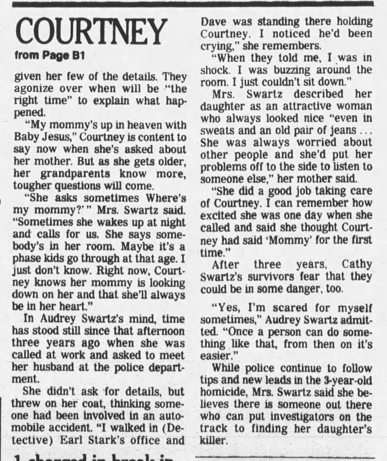 UNSOLVED HOMICIDE: CATHY SWARTZ – LAST SEEN ALIVE