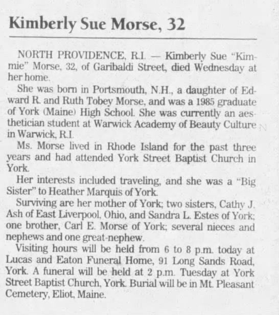 UNSOLVED HOMICIDE: KIMBERLY MORSE – LAST SEEN ALIVE
